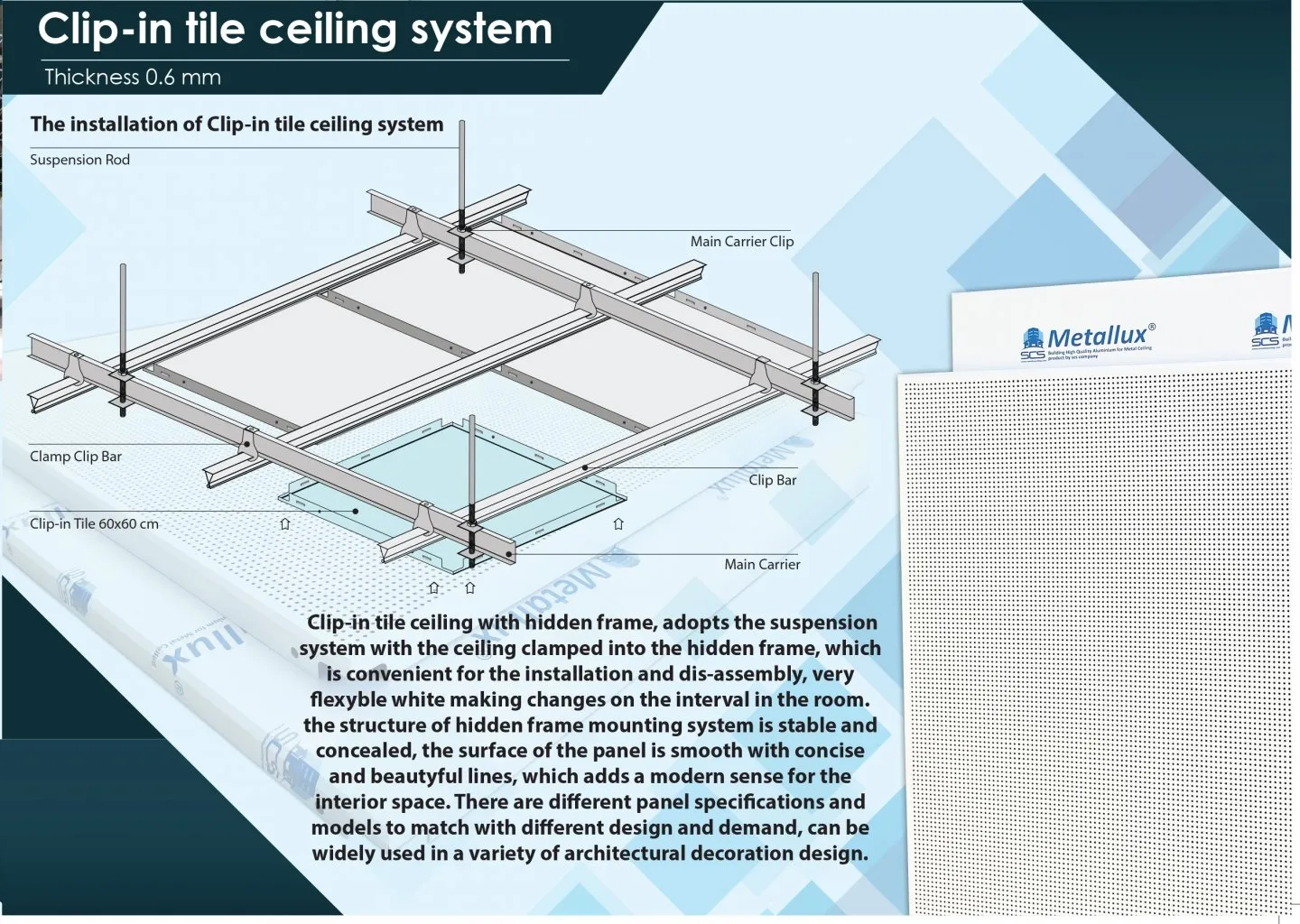 Metal Ceiling Clip In Peforated White 60 CM x 60 CM | Produk ...